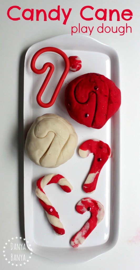 Super Sparkly {No Cook} Candy Cane Play Dough – Danya Banya